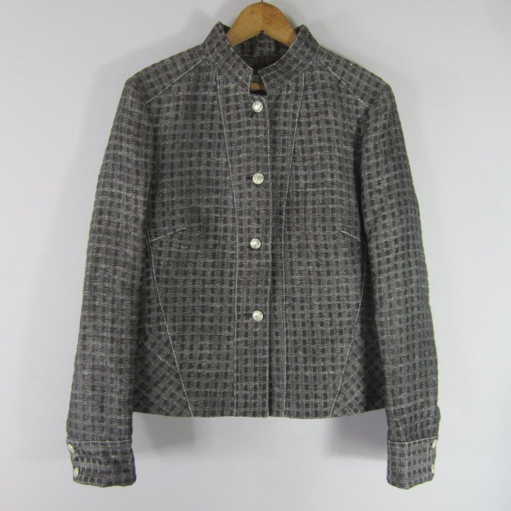 New Stephanie Schaich 14 Gray Linen Blazer Jacket - Gem